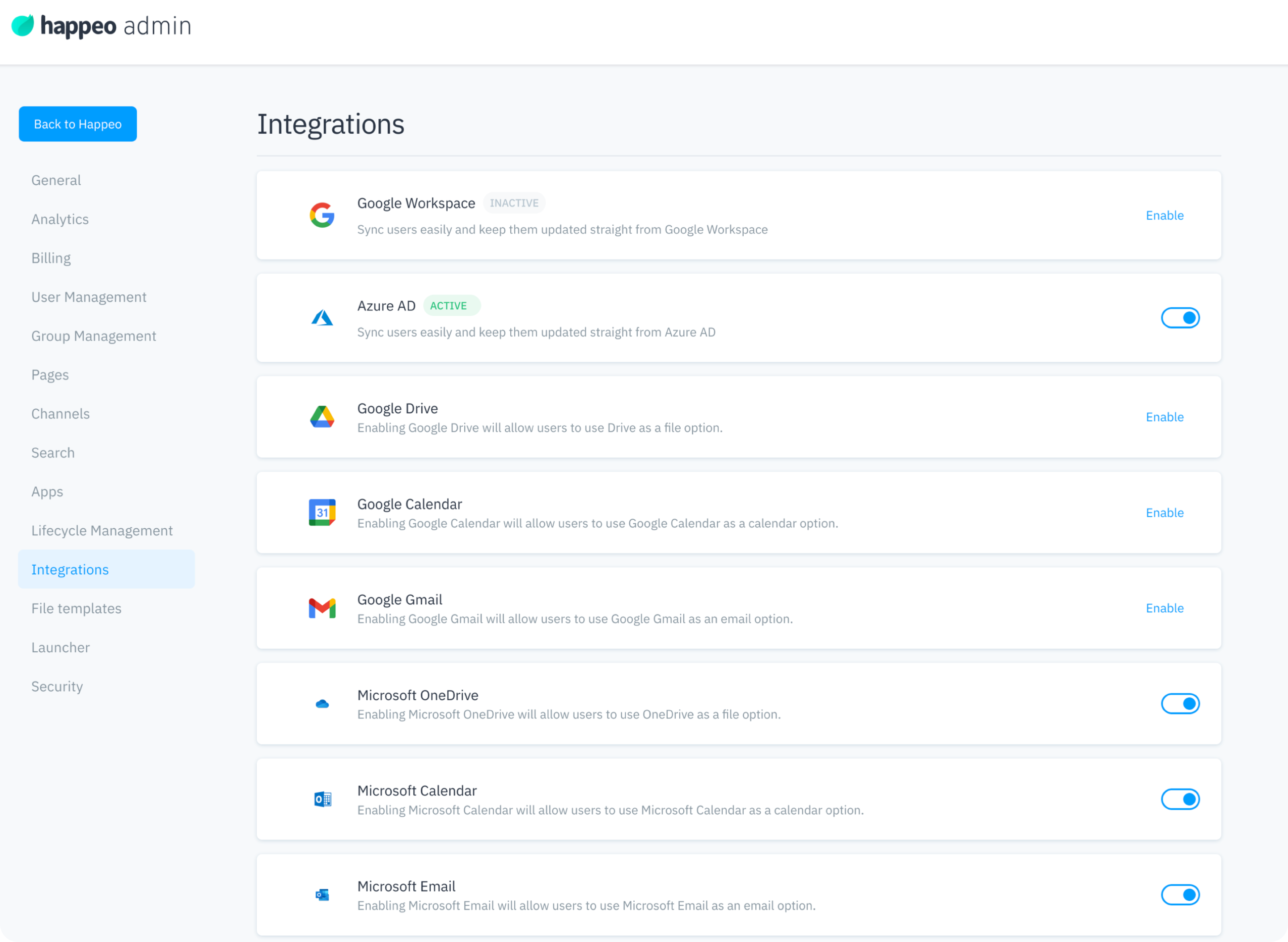Admin Install of Microsoft integrations inside Happeo – Happeo
