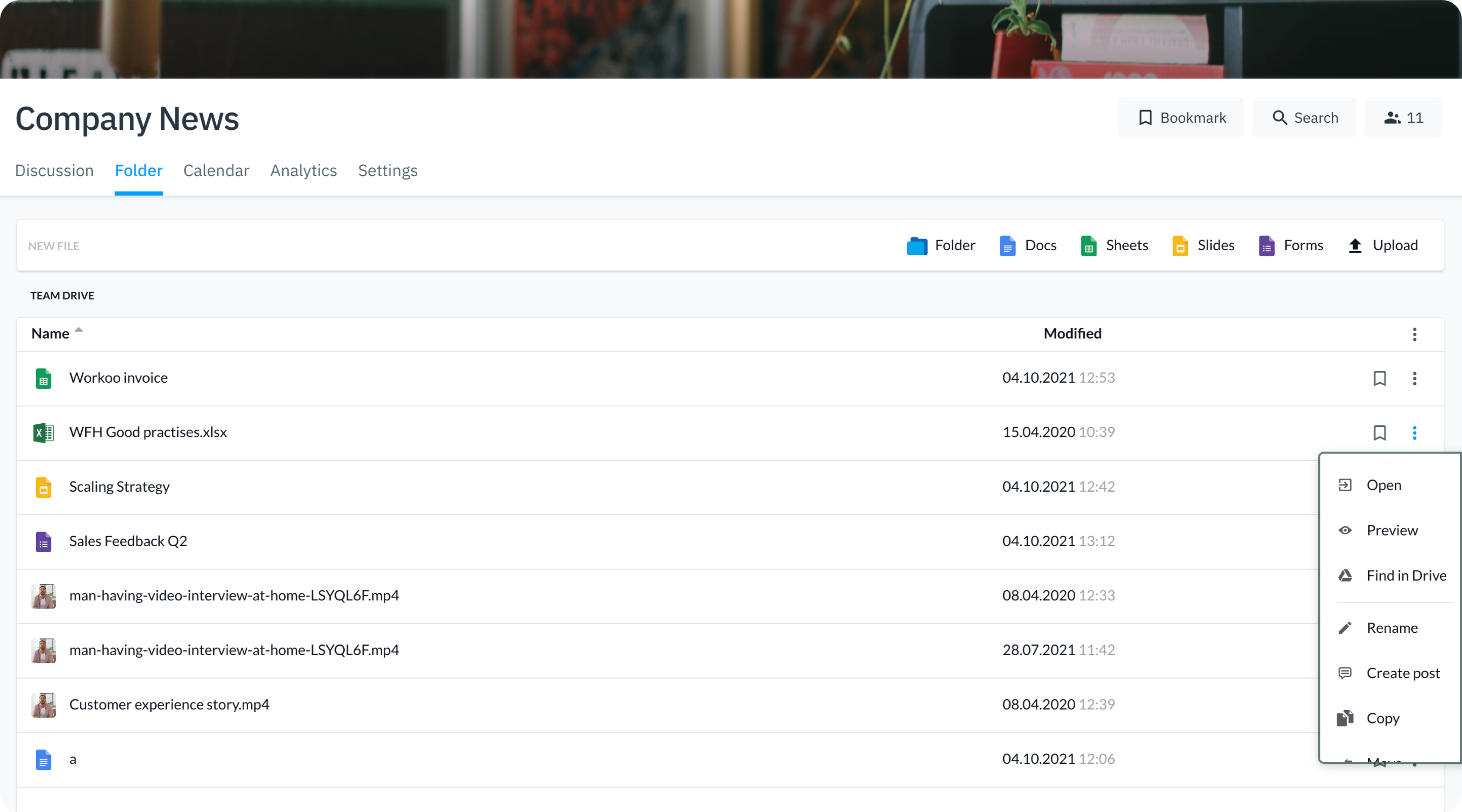Channel Folders and Files – Happeo