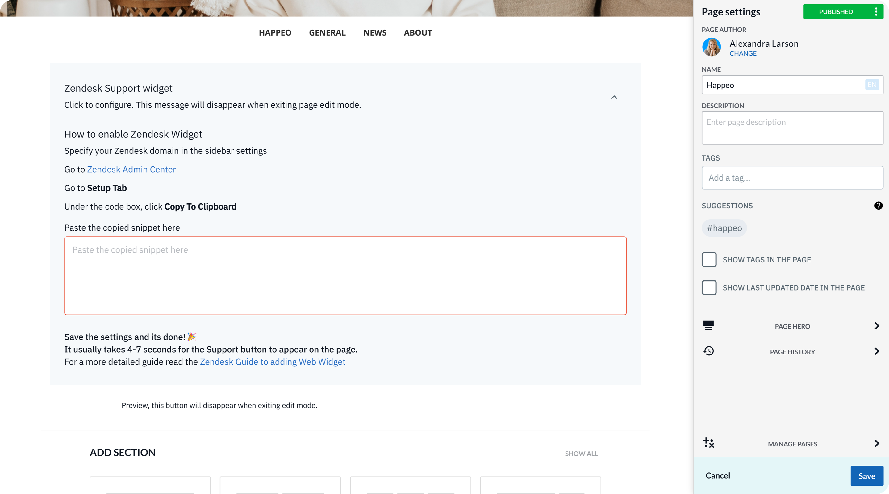 Zendesk Widget – Happeo